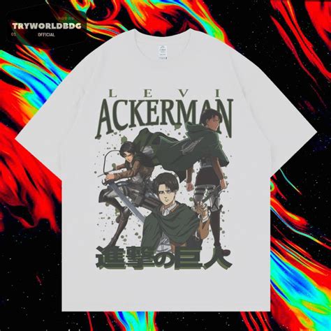 Tryworldg Official Levi Ackerman Oversized Kaos เสื้อยืด Oversized เสื้อยืดสีขาว Anime
