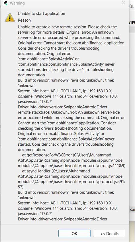 unable to start application was how can i solve this issue