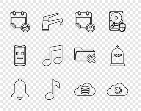 Set Line Ringing Bell Cloud Sync Refresh Calendar And Clock Music