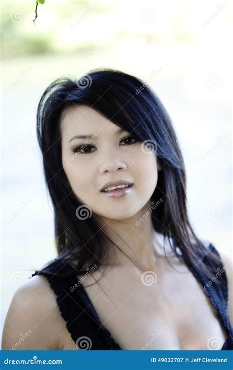 Outdoor Portrait Attractive Young Asian American Woman Stock Image