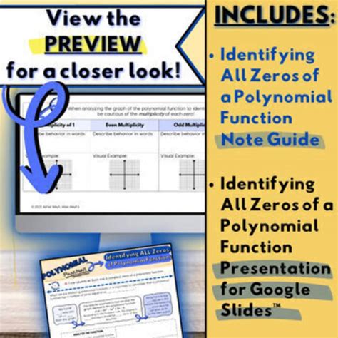 Identifying All Zeros Of A Polynomial Function Note Guide And Pres