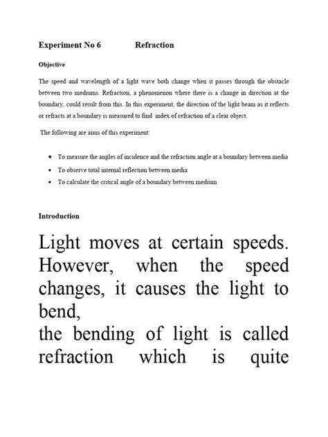 Refraction Lab Download Free Pdf Refraction Refractive Index