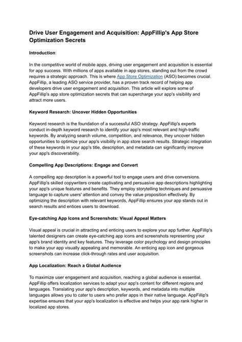 ppt drive user engagement and acquisition appfillip s app store