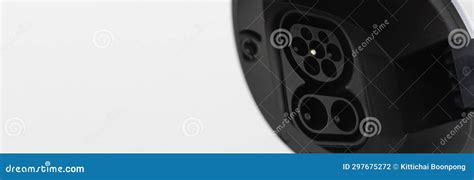 Type 2 CCS Plug Port On Electric Vehicle DC CCS Type 2 EV Charging Connector At EV Car Stock