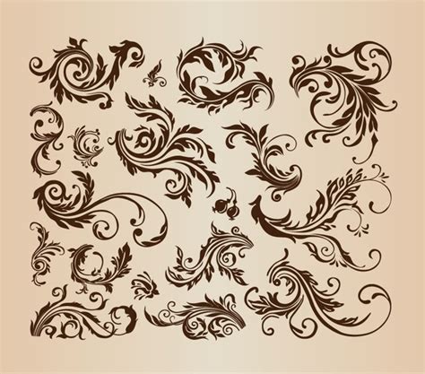Vintage Floral Elements Vector Pack Vectors Graphic Art Designs In