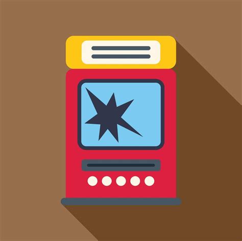 Red Retro Arcade Game Machine With Broken Screen Displaying Explosion