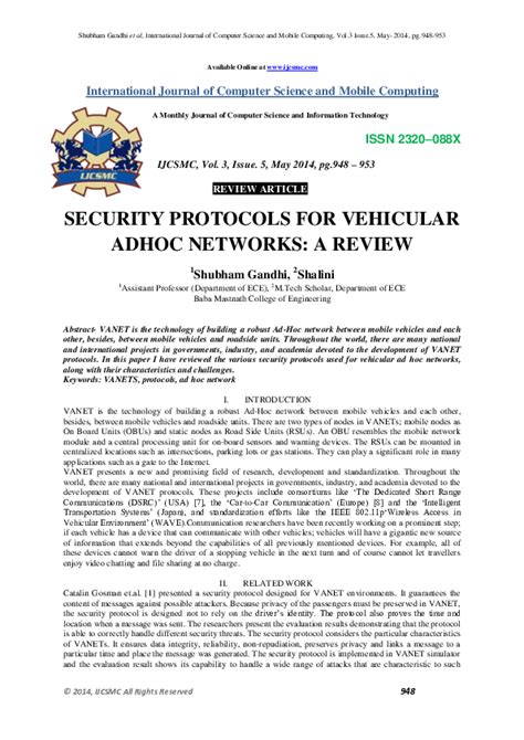 Pdf Security Protocols For Vehicular Adhoc Networks A Review