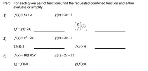 Solved Part For Each Given Pair Of Functions Find The Chegg Com