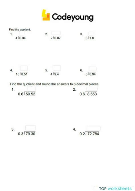 Long Division Method For Decimals Concept Hw Interactive Worksheet Topworksheets