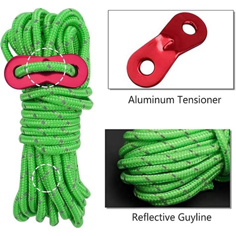 4m Reflective Guyline Rope With Lock Camping Tent Awning Tarp Lanyard