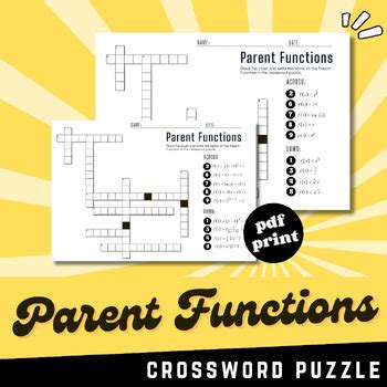 Identifying Parent Functions Worksheet Algebra 2 Parent Functions Crossword