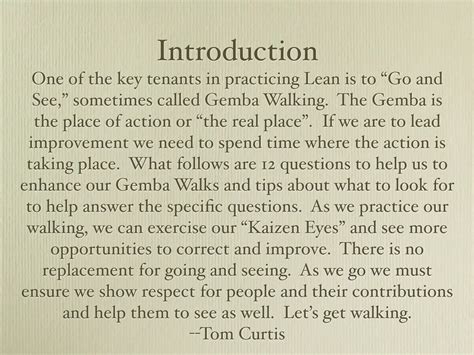Gemba Walk Questions Pdf