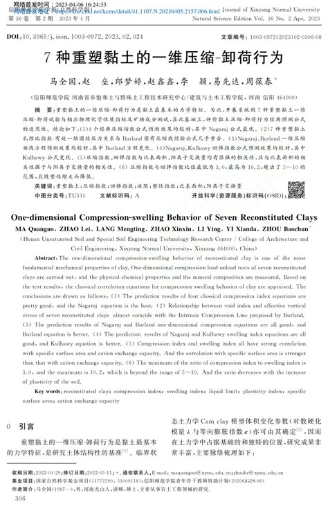 Pdf One Dimensional Compression Swelling Behavior Of Seven