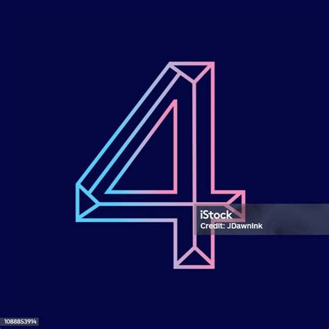 와이어 프레임 번호 4 개요 비스듬한 3d 문자 디자인 4에 대한 스톡 벡터 아트 및 기타 이미지 4 3차원 형태 0명