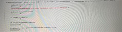 Solved A Calculate The Inductive Reactance X The Chegg Com