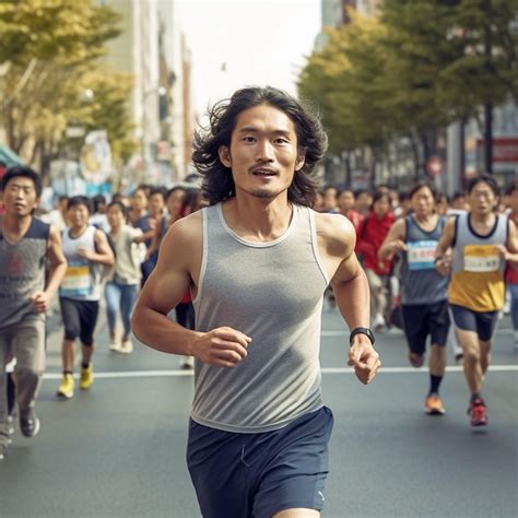 Man Running On A Track Premium Ai Generated Image