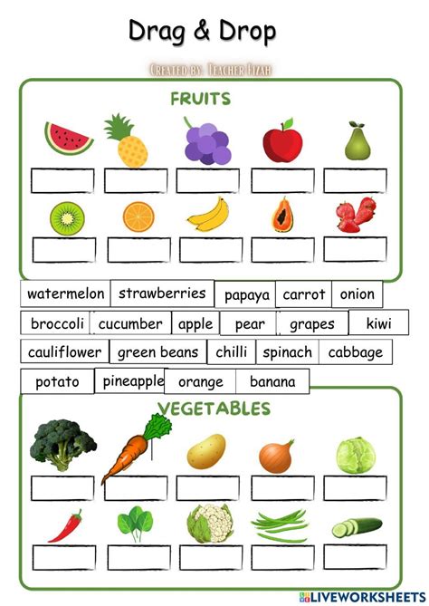 Categorize Fruits And Vegetables Worksheet Vegetables Names With Pictures Name Of Vegetables