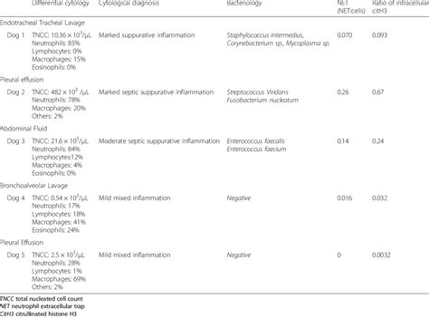 Summary Of Cytology Bacteriology Results And Net Quantification Download Table