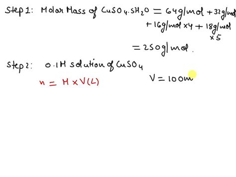 Solved 1 How Many Grams Of Copper Ii Sulfate Pentahydrate Cuso4·5h2o Are Needed To Prepare