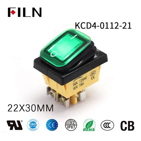 24 Volt 20 Amp Red Led Waterproof Illuminated Rocker Switch