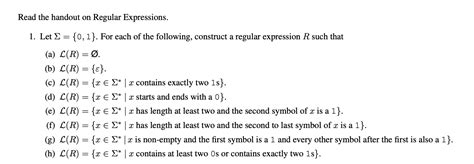Solved Read The Handout On Regular Expressions 1 Let
