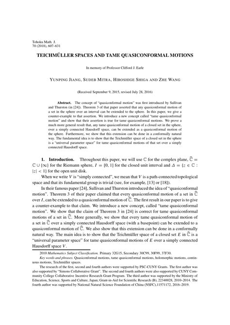 pdf teichmüller spaces and tame quasiconformal motions