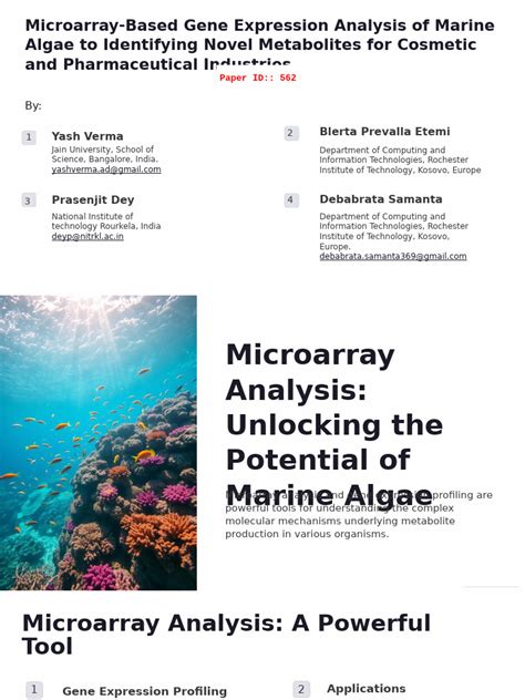 microarray based gene expression analysis of marine algae to