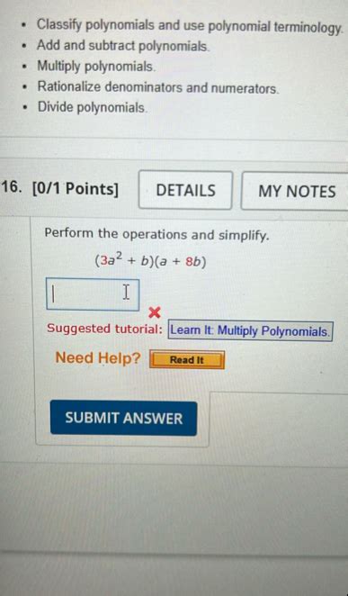 Solved Classify Polynomials And Use Polynomial