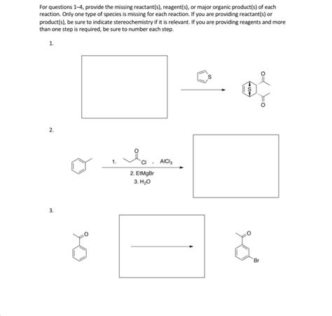 Solved For Questions Provide The Missing Reactant S Chegg