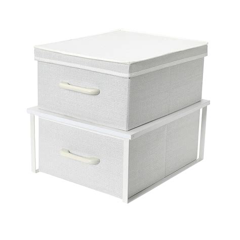 Household Essentials Storage Boxes Stackable With White Laminate Top 2 Set 8009 1 Image 1
