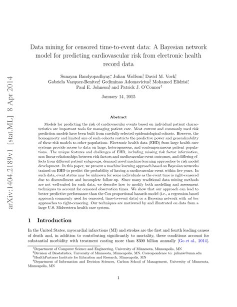 Pdf Data Mining For Censored Time To Event Data A Bayesian Network