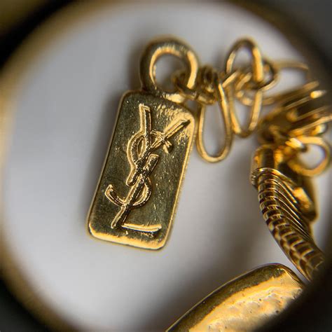 Yves Saint Laurent Vintage Ysl Gold Plated Logo Pendant Necklace Etsy