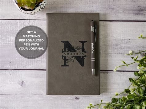 Personalized Engraved Leather Journal And Pen For Women Custom Leather Notebook And Pen Set
