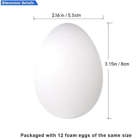 12 Pack 3 Inch Easter Foam Egg White Styrofoam Egg Grandado