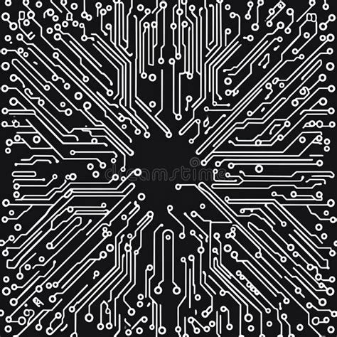 Intricate Circuit Board Design Featuring Symmetrical Electronic Pathways Stock Image Image Of