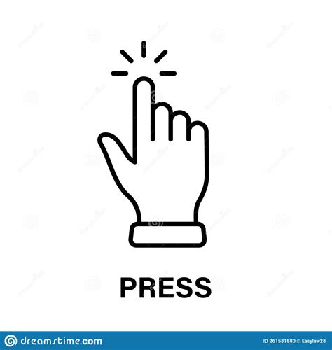 press gesture of computer mouse pointer finger black line icon cursor