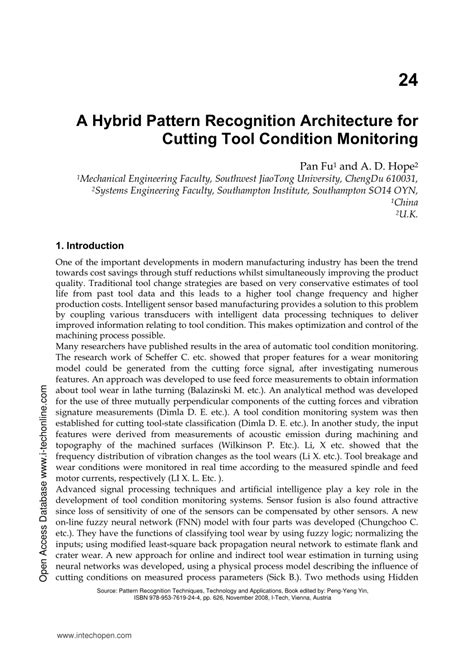 Pdf A Hybrid Pattern Recognition Architecture For Cutting Tool