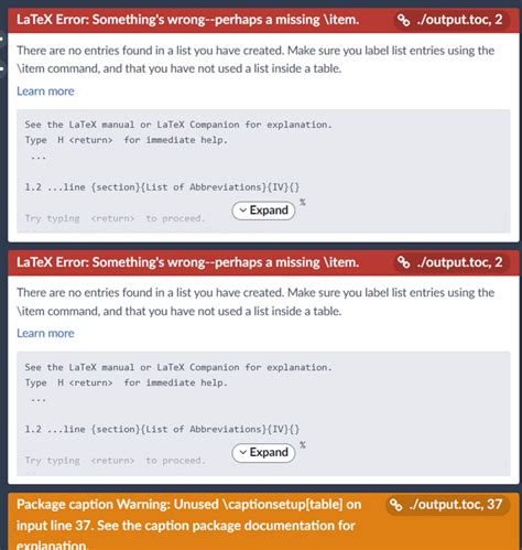 Overlapping Text In Table Of Contents Rlatex