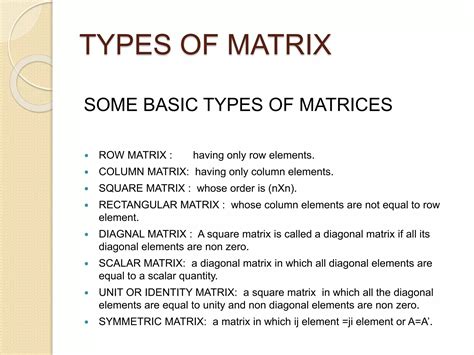 Matrices And Its Type Pptx Physics Science
