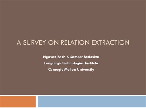 Pdf A Survey On Relation Extraction