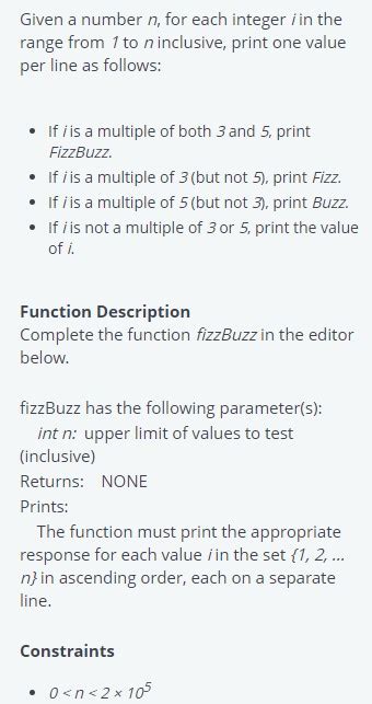 Solved In Python Java Or PHP Please Def FizzBuzz N Chegg