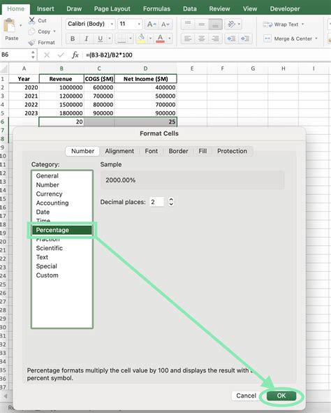 Formula To Create A Percentage Change Between Two Numbers In Excel