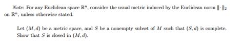 solved let m d be a metric space and s be a nonempty
