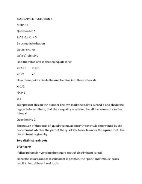 Mth101 Assignment Solution 1 Assugnment Solution 1 Mth Question No 1 2x2 3x 1