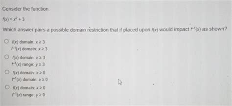 solved consider the function f x x 2 3 which answer pairs a possible