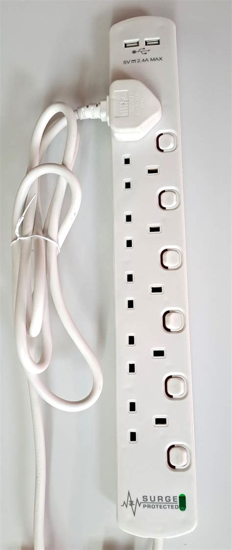 Extension Lead Gang Metres Anti Surge Switched