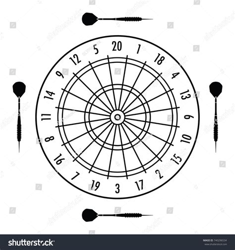 Outline Dart Board Set Throwing Darts vector de stock libre de regalías 740296534 Shutterstock
