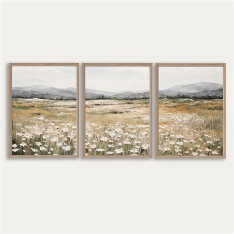 Vintage Wildflower Wall Art Decor Landscape Field Wall Art Pictures