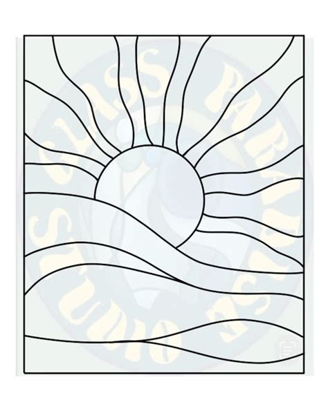 Sun And Water Stained Glass Pattern Circle And Rectangle Pdfpng Digital