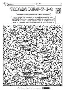 Tablas De Multiplicar Fichas Para Colorear Y Jugar Tablas De Multiplicar Matematicas Para